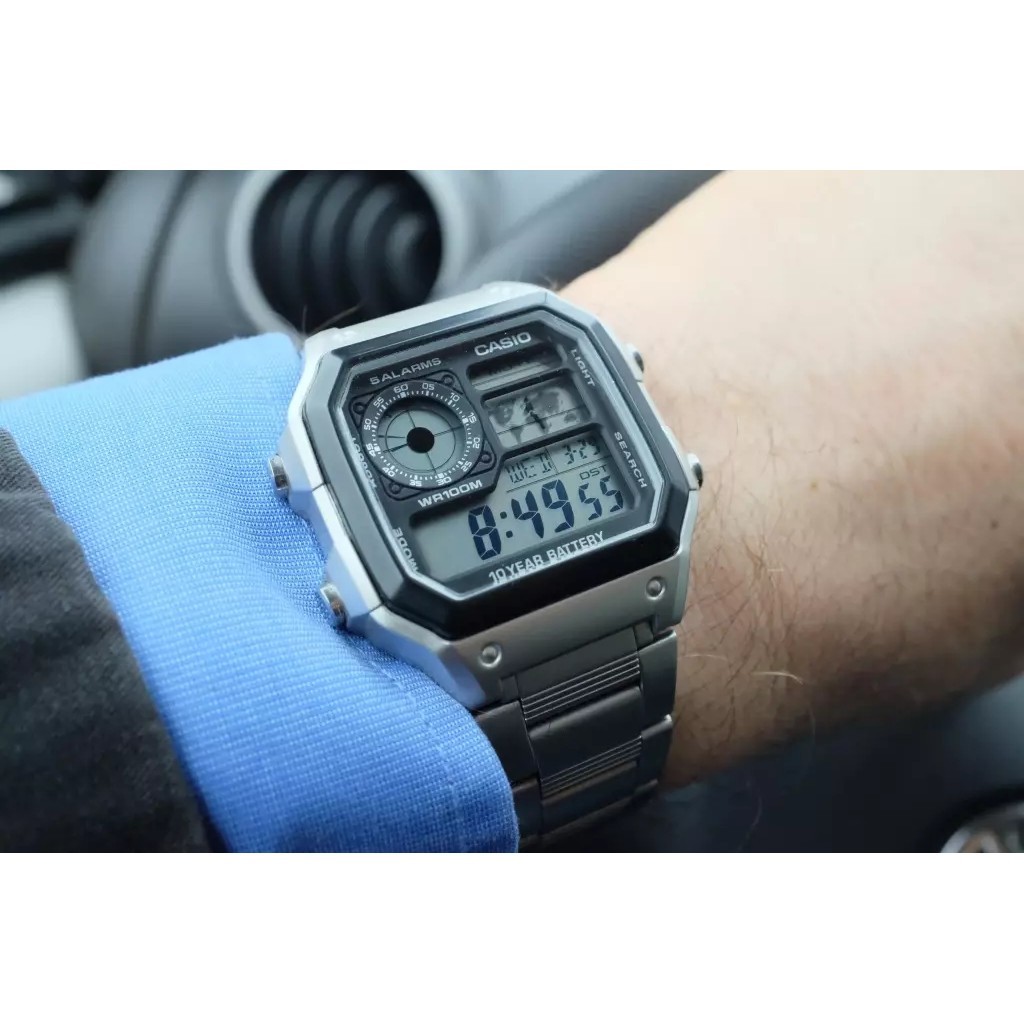 Casio Electronic Watch Square Men's Watch 1200WH-1B Sports Waterproof ...