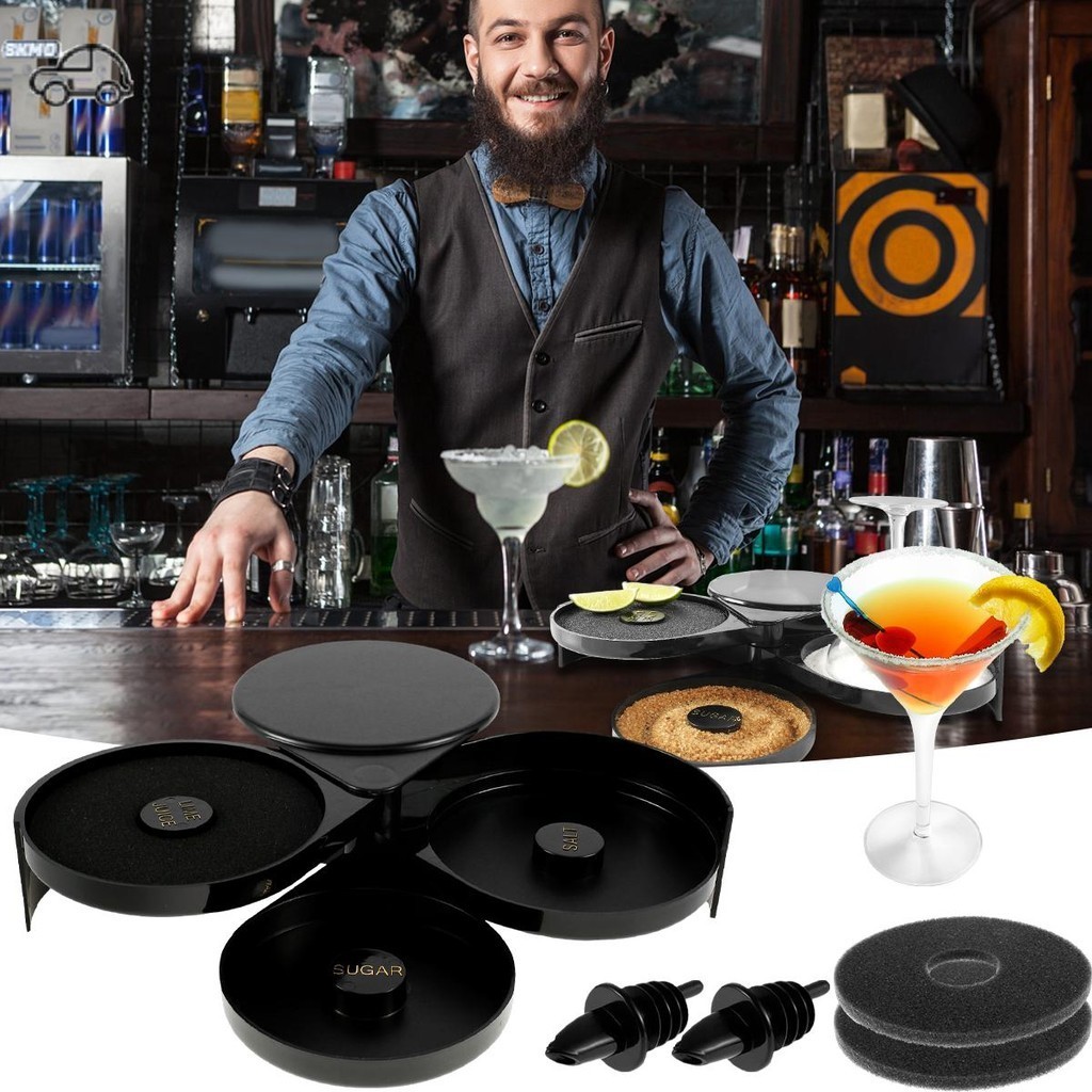 Salt Rimmer Set 3-Tier Foldable Bar Glass Rimmer Set for Cocktails with ...
