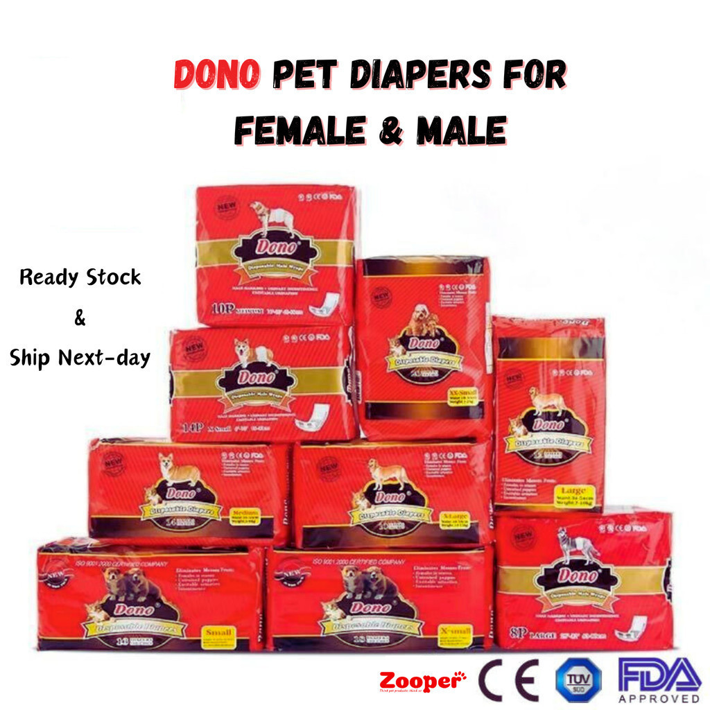 DONO Pet Diaper Male & Female Cat Dog Urine Diapers Kucing Cat Diapers ...