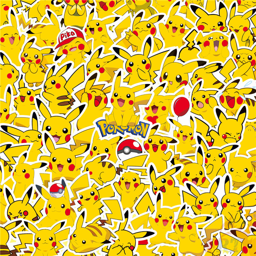 100Pcs/Set Pikachu Stickers Fashion DIY Decals Doodle Stickers | Shopee ...