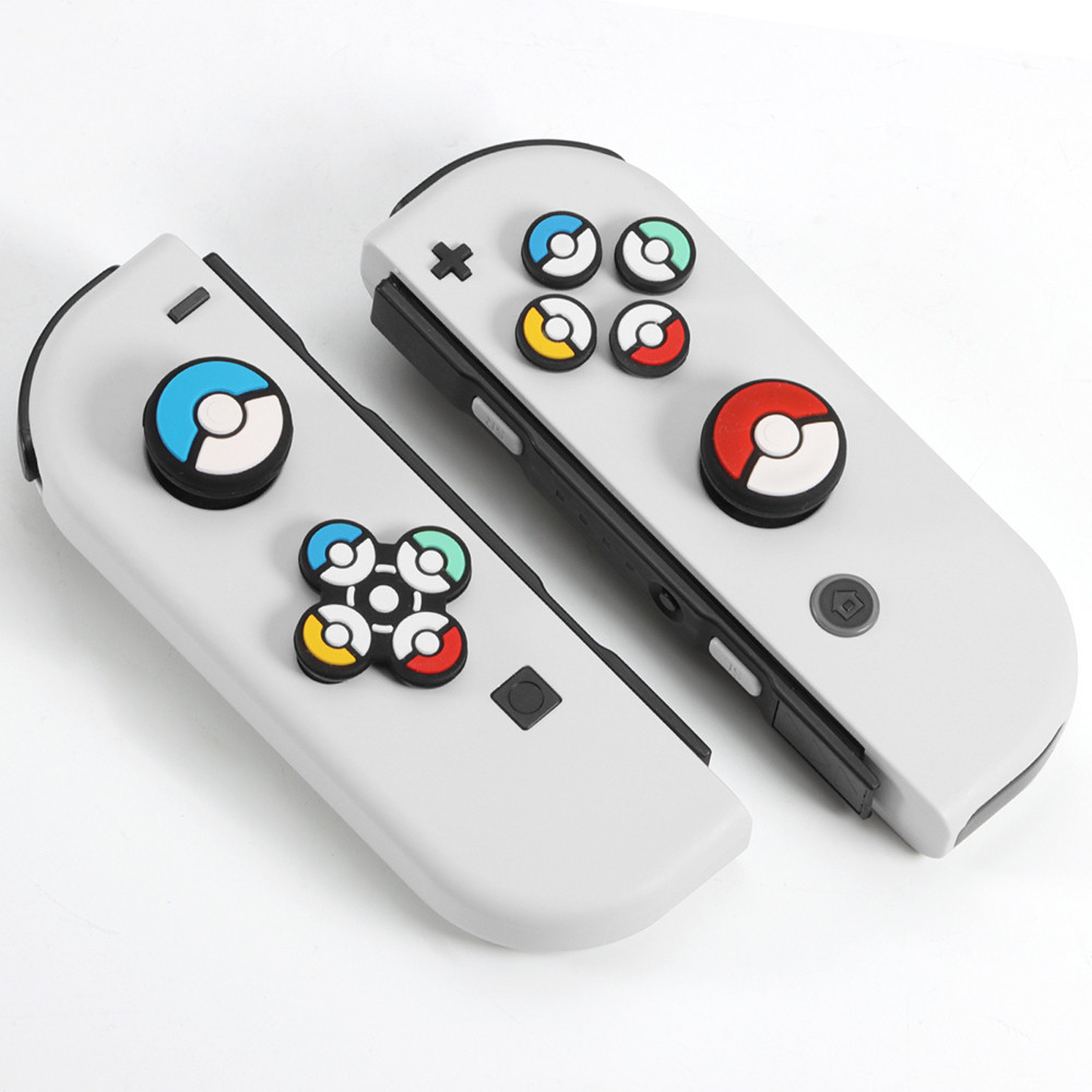 Pokemon Cartoon Silicone Thumb Stick Grip Caps Set For Nintendo Switch ...
