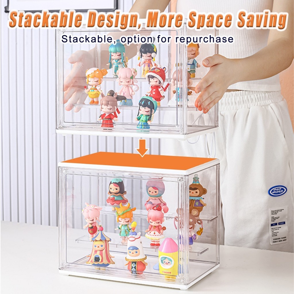 Popmart Storage Organizer Transparent Boxes Stackable Magnetic ...