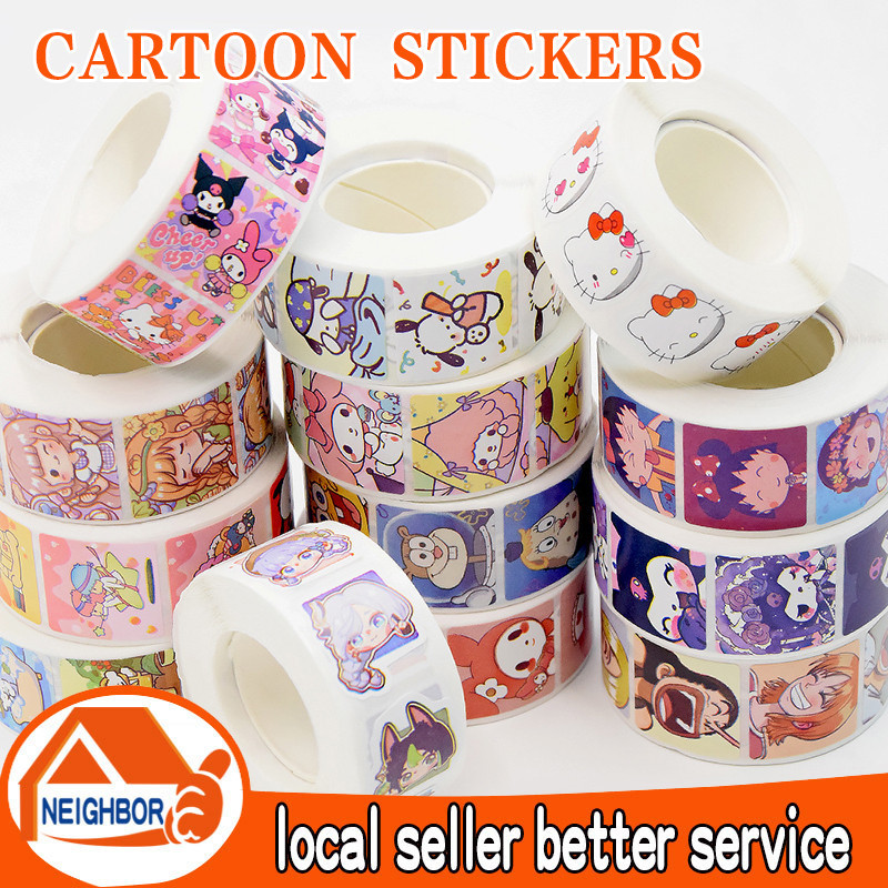 500pcs/roll Sanrio Cartoon Sticker DIY Tape Kuromi Sticker Cute Sealing ...