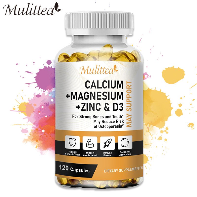Mulittea Calcium Magnesium Zinc Capsules for Strong Bones & Teeth|Heart ...