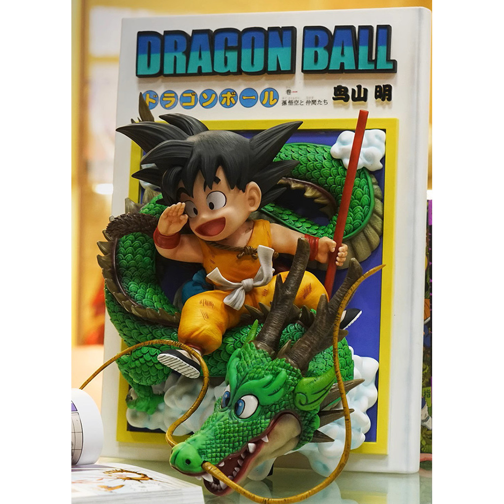 Anime Dragon Ball Z Little Comic Goku Ride the Shenron Figure Statue ...