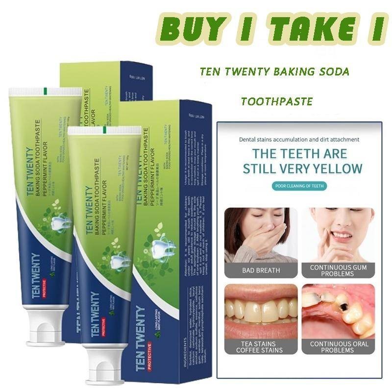 TEN TWENTY Baking Soda And Mint Toothpaste 180g removes tooth stains ...