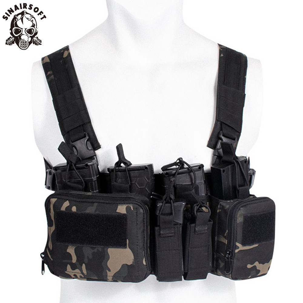 Tactical TCM Nylon Chest Rig Vest Molle System Magazine Pouch Drop Dump ...