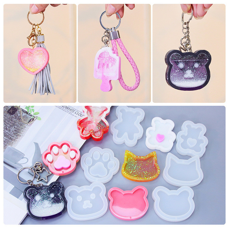 Shaker Charm Silicone Mold Santa Popsicle Resin Mold Star Bear Key ...