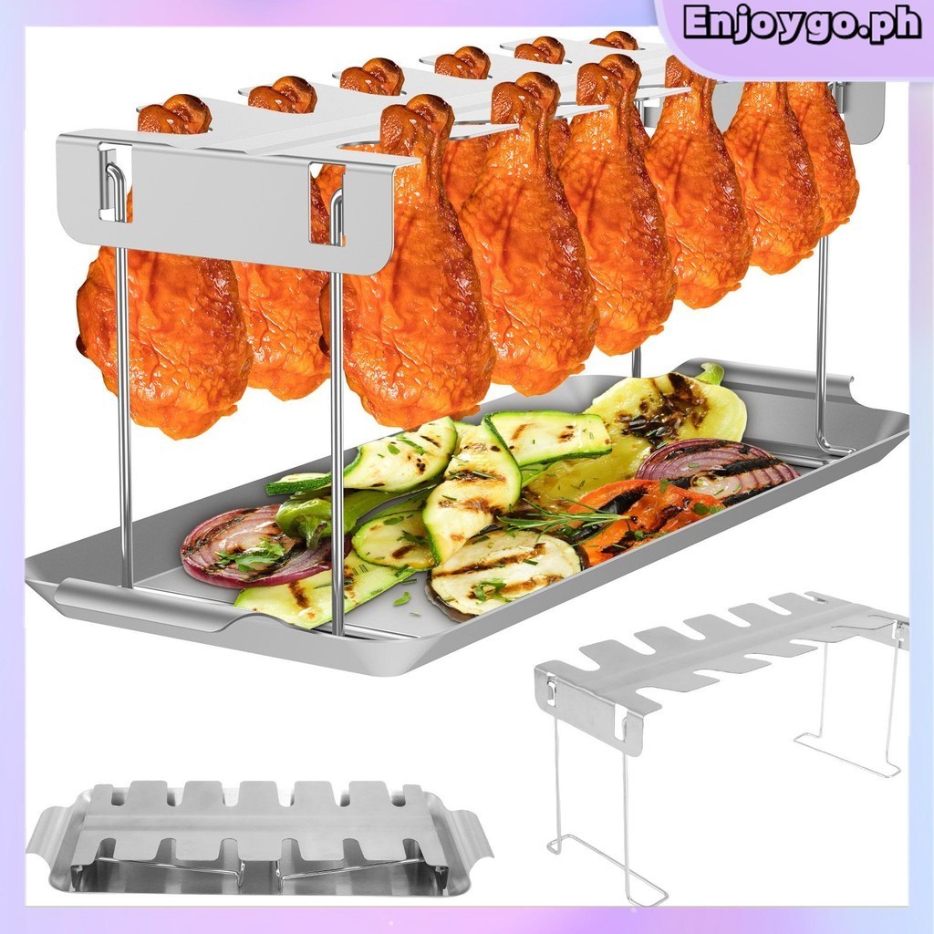 Chicken Leg Rack for Grill 12 Slots Stainless Steel Chicken Wing Rack ...
