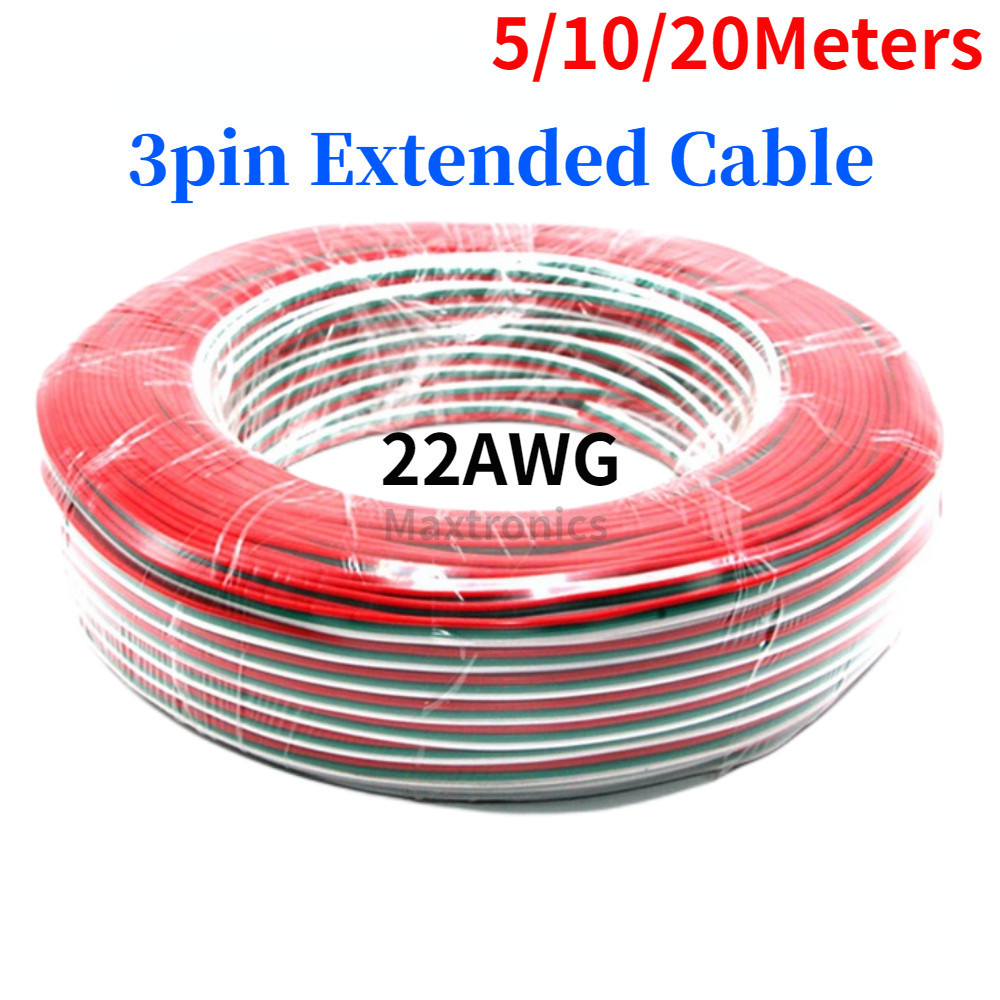 5m/10m/20m/ Meters 3pin Extended Cable LED Connector 22AWG for Single ...