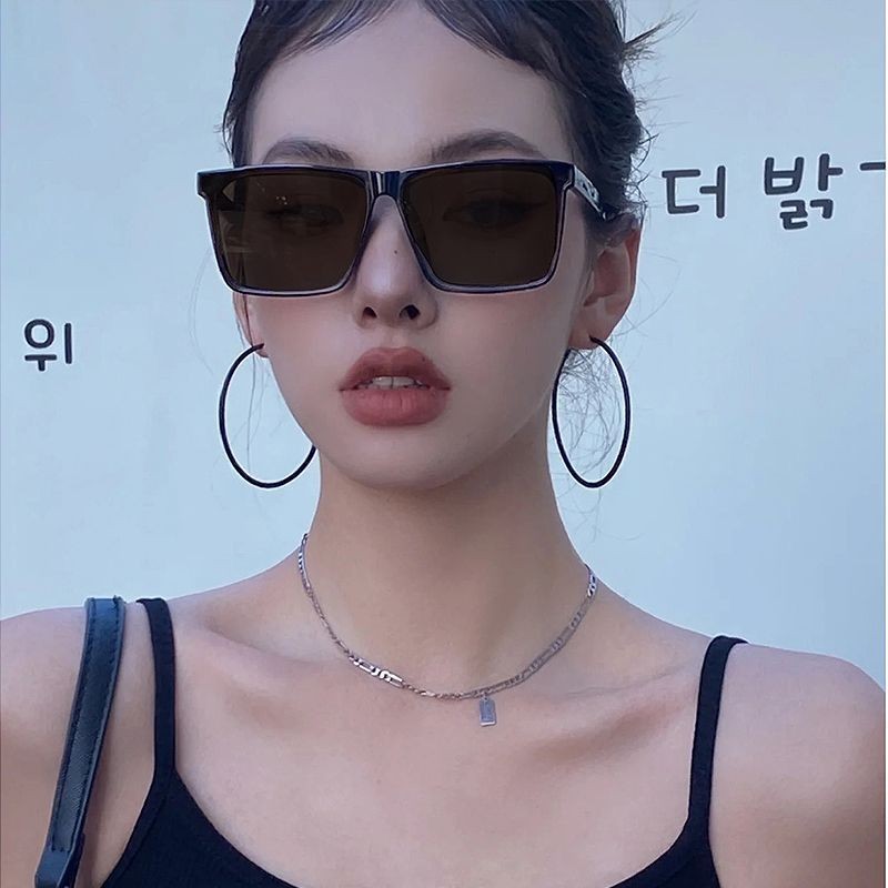 American Retro Sunglasses Female High-End Feel Square Cool Trailing ...