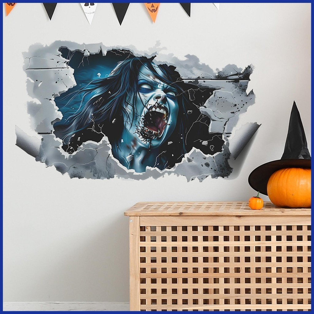 Zombie Wall Decal Bedroom Halloween Mirror Decal Halloween Floor ...