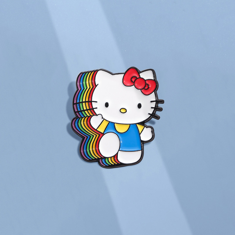 Cartoon Colorful Hello Kitty Brooch Cute Sanrio Cat Pins Lapel Badges ...