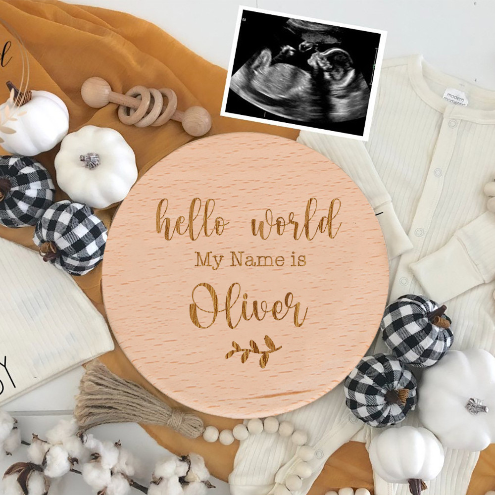 Hellow Word My Name Is Pregnancy Announcement Sign Custom Baby Plaque ...