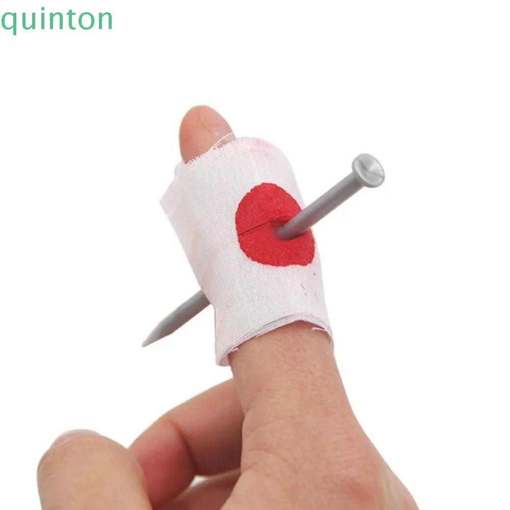 QUINTON 10PCS Fake Nail Through Finger, Jokes Prank Trick Blood Prank ...