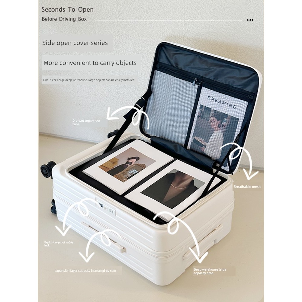 Side Opening Mute Expandable Flip Pc Luggage | Shopee Philippines