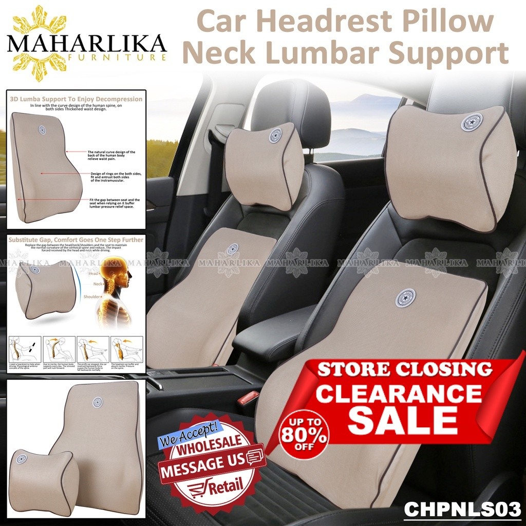 Maharlika CHPNLS03 Car Headrest Set Car Backrest Cushion Lumbar Pillow ...