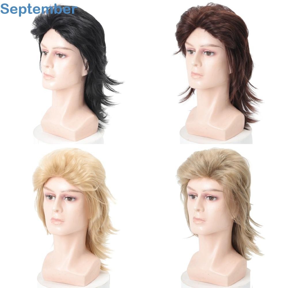 SEPTEMBER Mullet Wigs for Men, 70s & 80s Punk Costume Party Synthetic ...