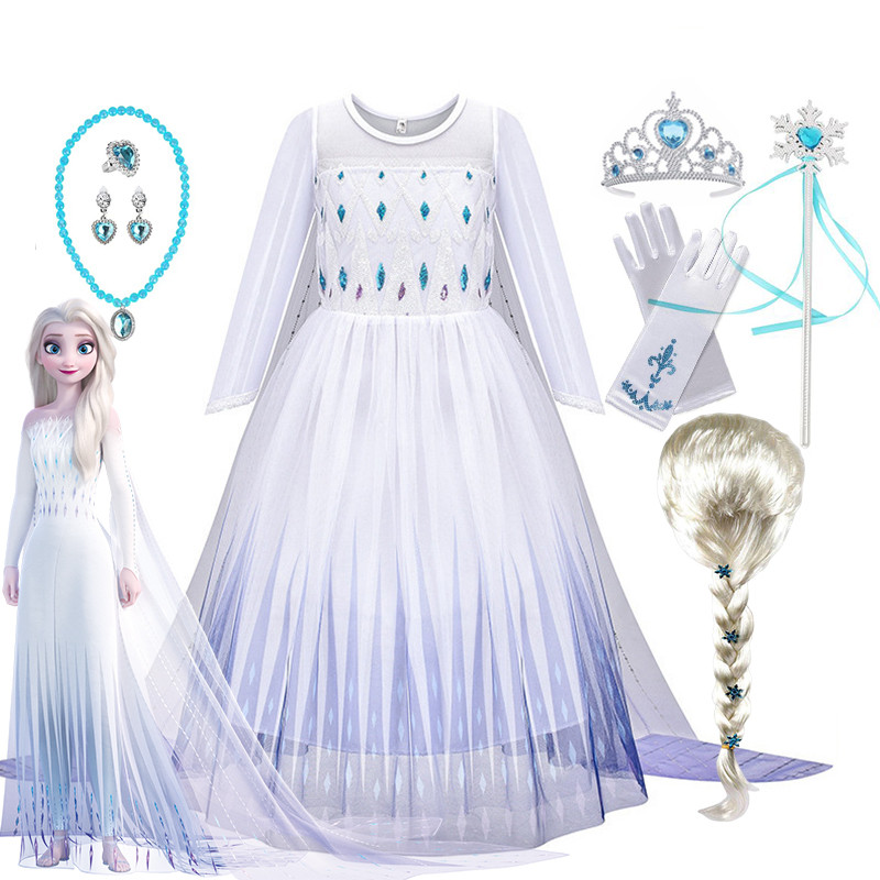 Disney Frozen Elsa Costume Girls Cosplay Snow Queen Princess Dress ...