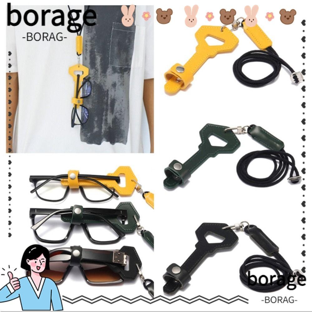 BORAG Key Shape Sunglasses , PU Leather Anti Fall Leather Glasses Chain, Portable Hanging Neck ...