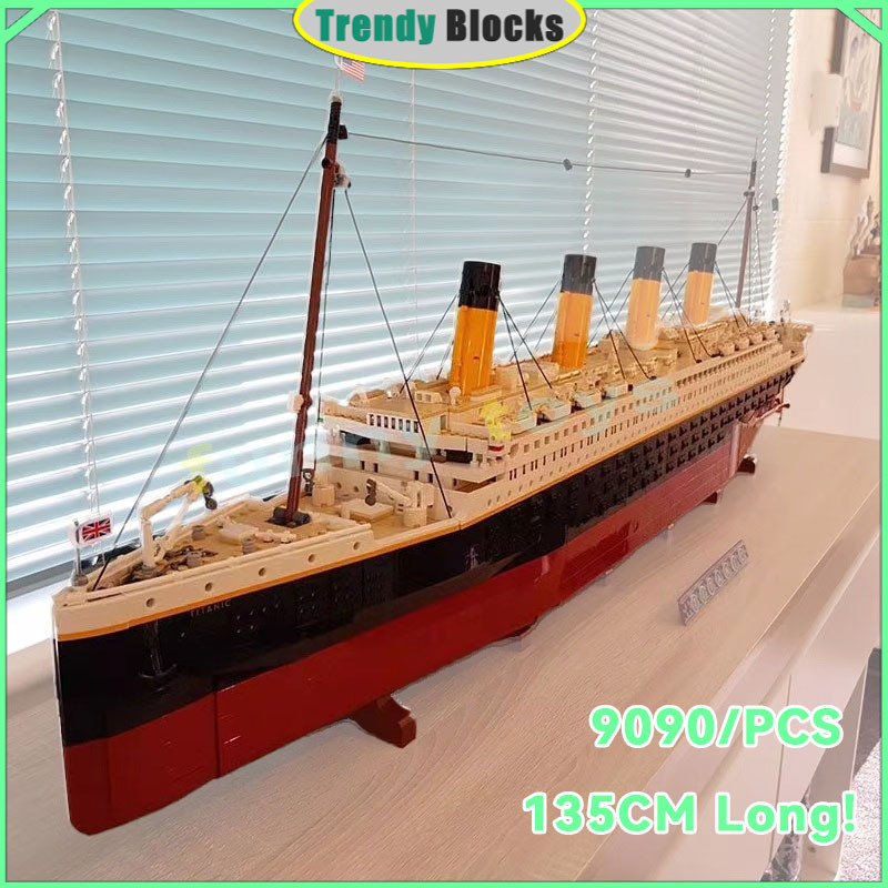 135CM Long! Titanic Building Blocks Creator Expert Huge Ship Model RC ...