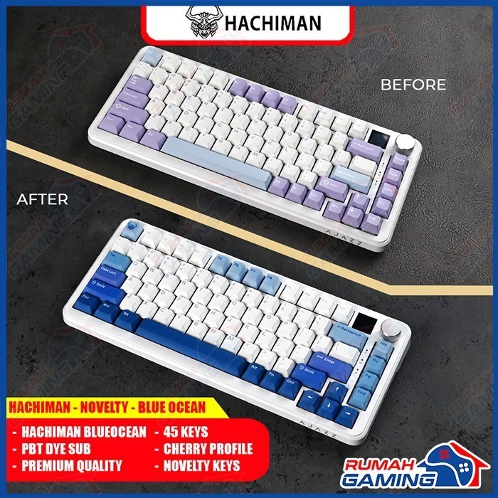 Hachiman - BLUE OCEAN - NOVELTY KEYCAP - KEYCAPS - CHERRY - PBT DYE SUB ...