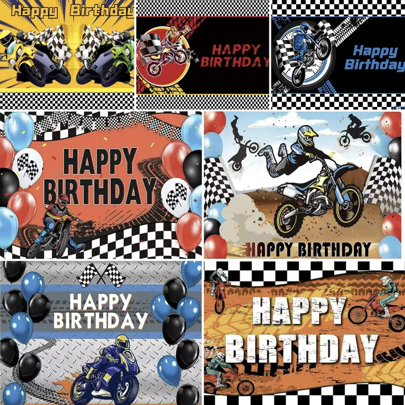 Motorcycle Birthday Party Theme Background Red and Black Off road ...