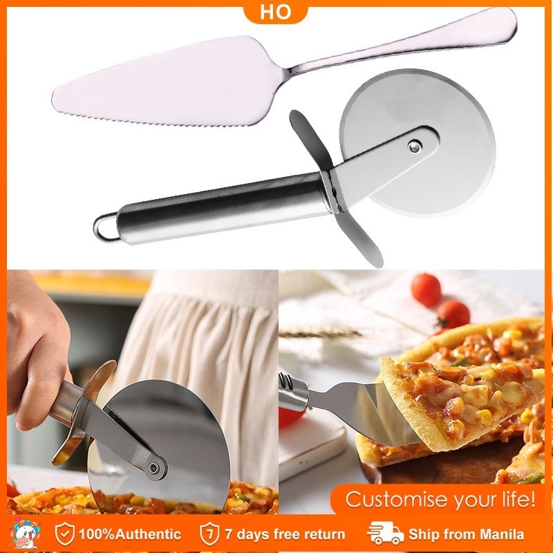 2 IN 1 Set Pizza Cutting Wheel Kit Stainless Steel Pizza Roller Cutting ...