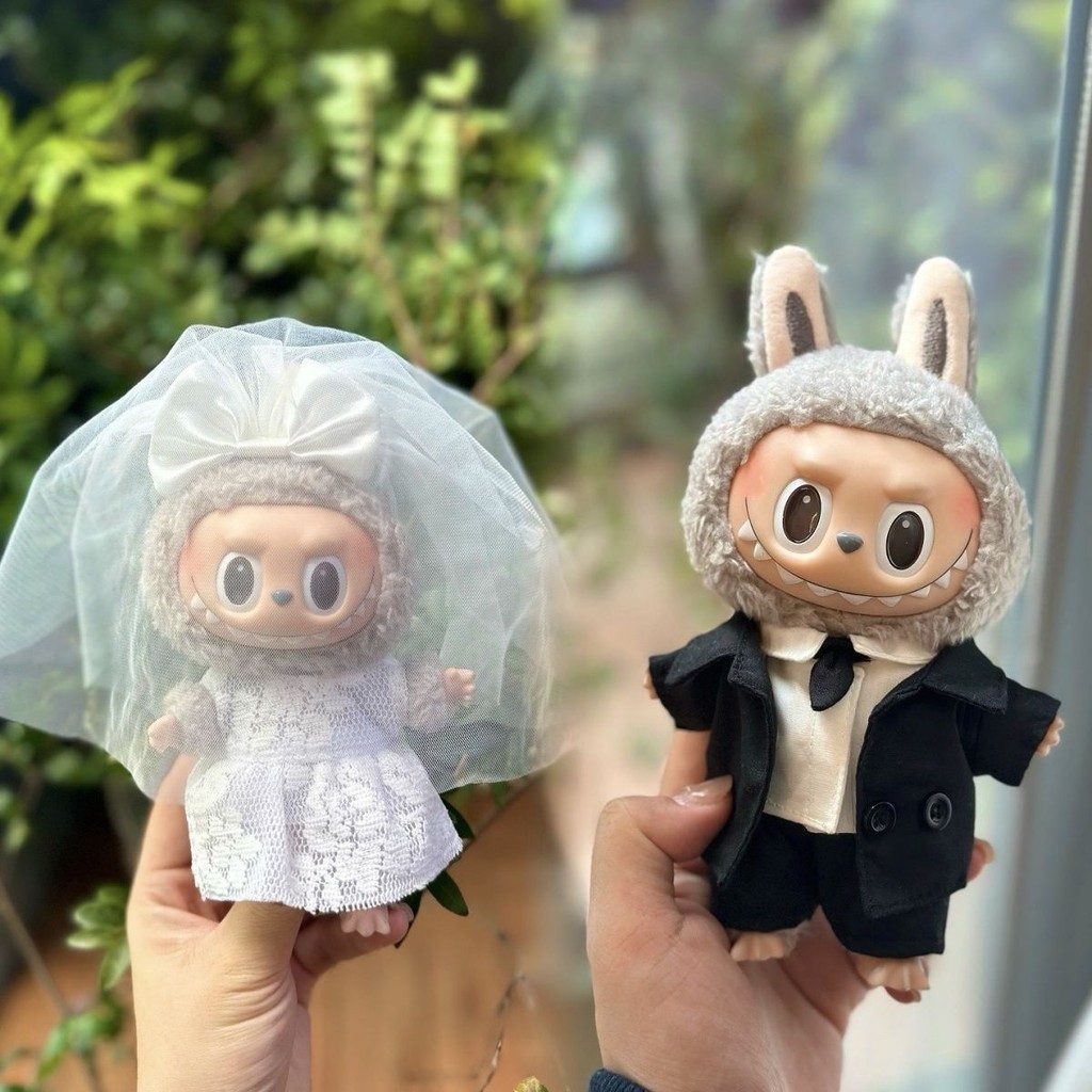 17cm Labubu Doll Wedding Dress Suit Clothes ,Labubu Macaron Doll Set ...