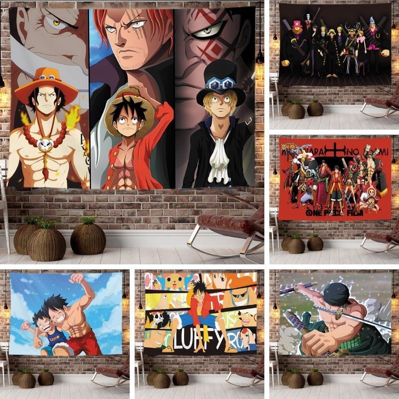 One Piece Poster Tapestry Wall Decor Anime Luffy Zoro Hanging Cloth ...