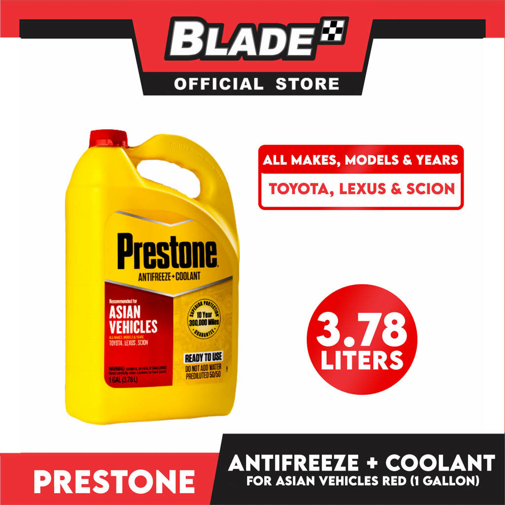 Prestone 50/50 Prediluted Antifreeze/Coolant (Red) 1 Gallon for Asian ...
