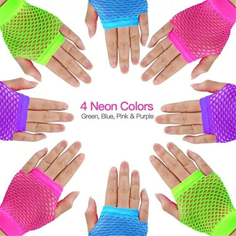 Girls Mesh Gloves Short Wrist Gothic Punk Rock Costume Fancy Party ...