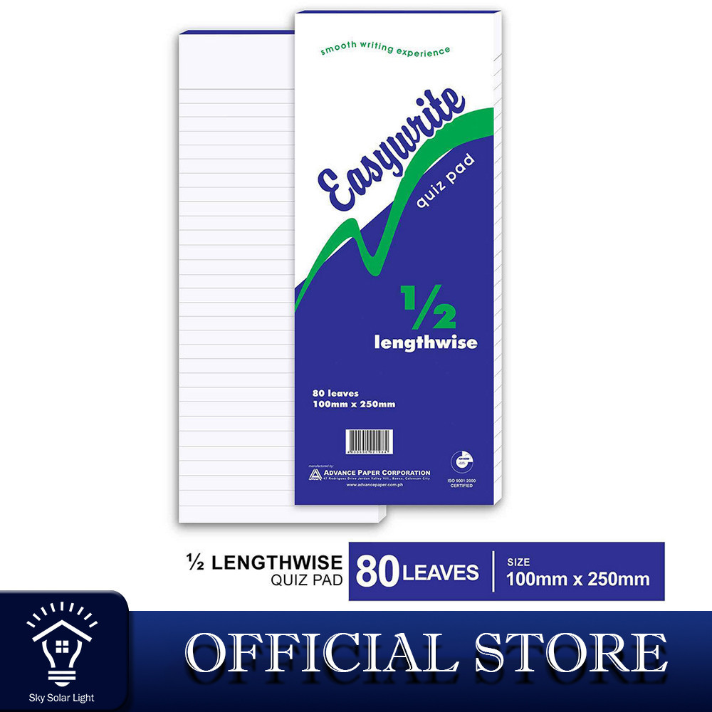 SKY Easywrite Lengthwise Quiz Paper School Supplies 1/2 80 leaves (Per ...
