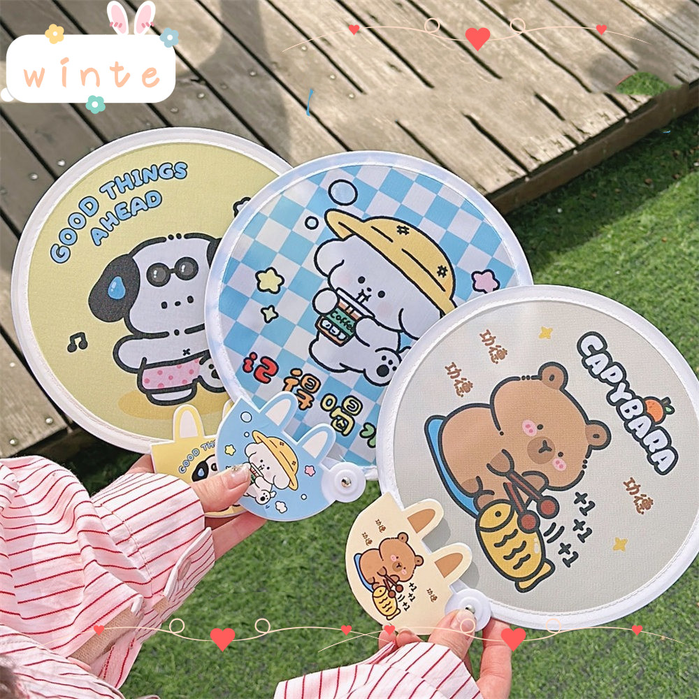 WINTE Round Fan, Foldable Collapsible Pocket Fan, Summer Small Creative ...