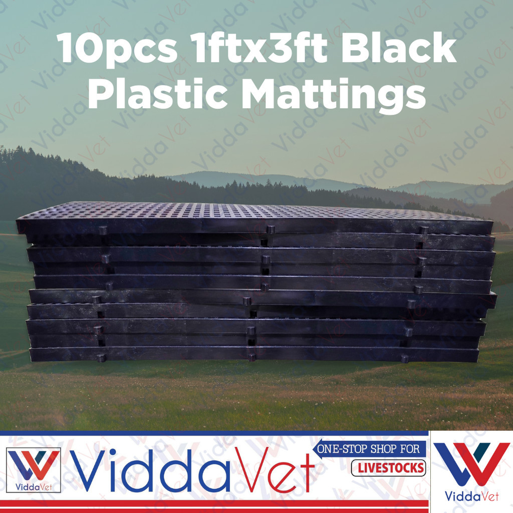 Viddavet 10pcs 1x3 Plastic Mattings Black for pigs and dogs plastic ...