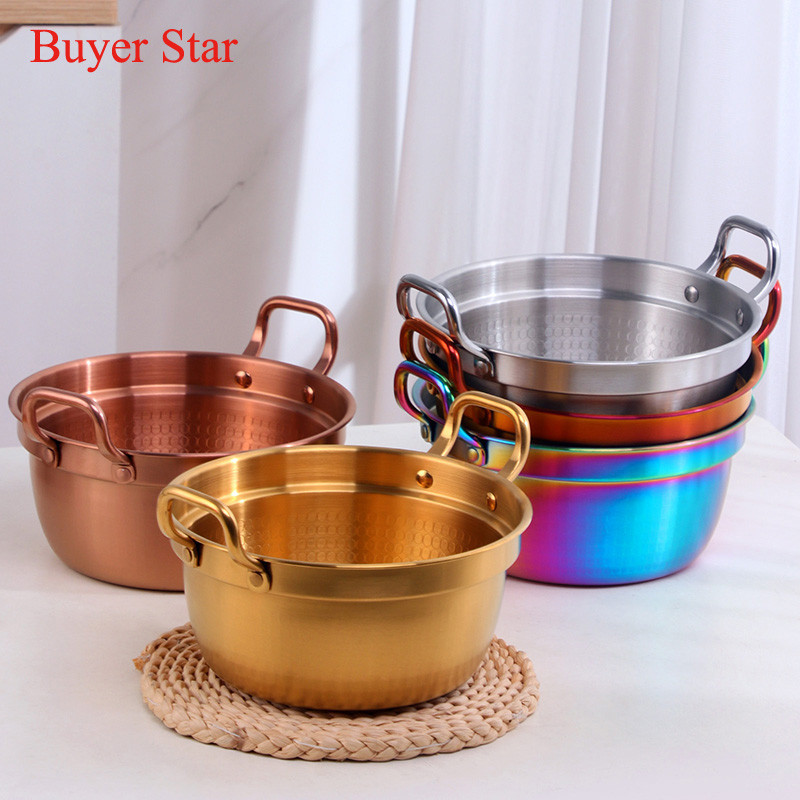20cm Stainless Steel Double Handle Cooking Pot Metal Heating Pot ...