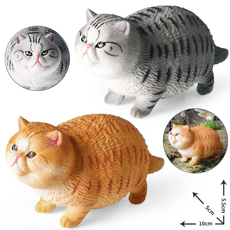 Cute Short Haired Fat Cat Model Pet Cat Action Figures Animal Figurines ...