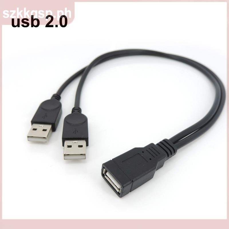 USB 2.0 A female to USB male 2 Double Dual Power Supply USB Female ...