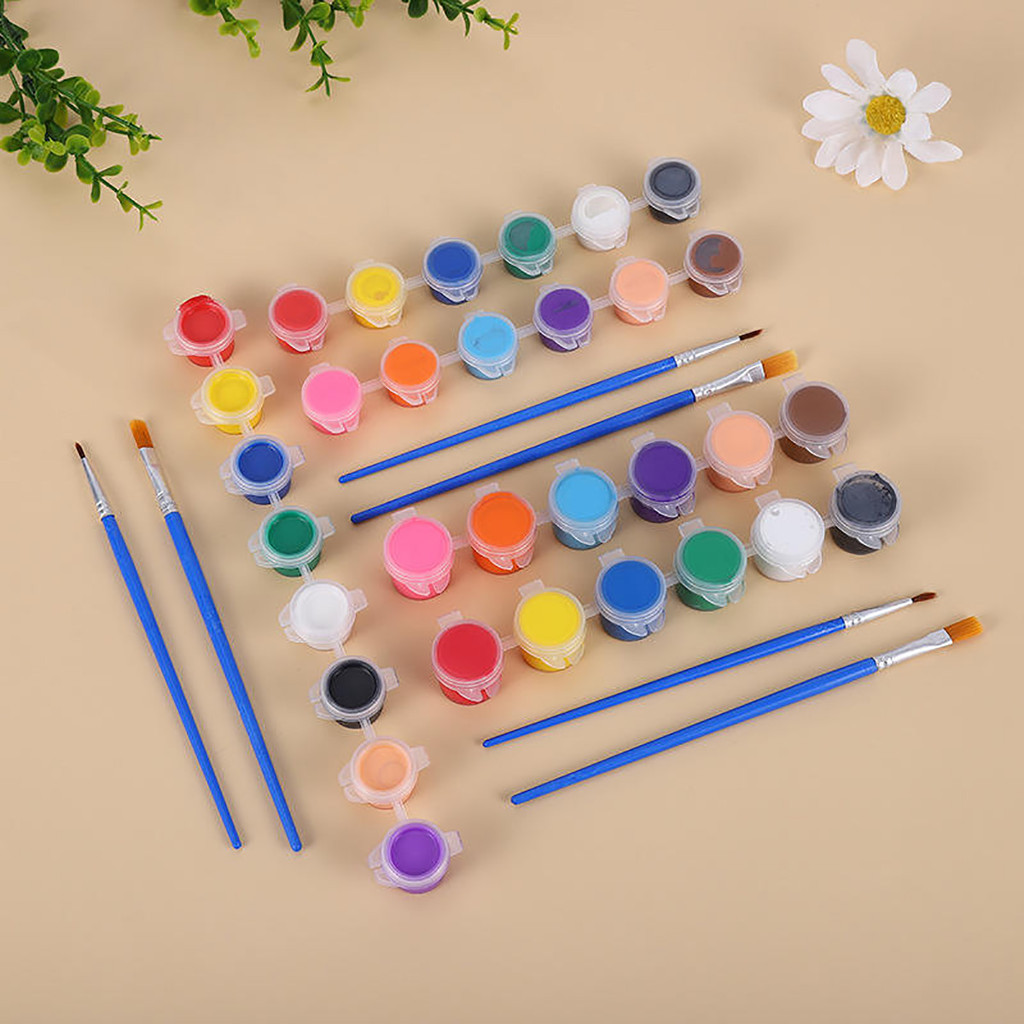 12 Colors Watercolor Paint + 1Pcs Brush For Kids Acrylic Drawing Paint ...