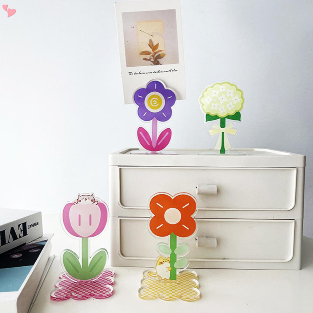 Acrylic Sticky Note Holder Cute Flower Table Photo Vertical Message ...