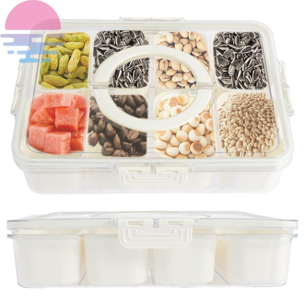 Divided Snack Box with Lid 8 Compartment Divided Serving Tray Clear ...