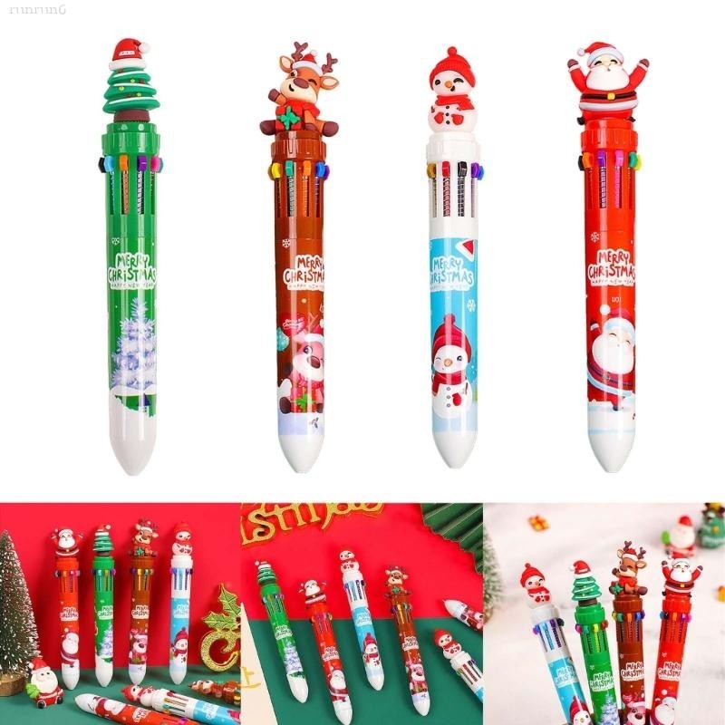 RUNUN Christmas Ballpoint Retractable Multicolor Pen 10-Colors-in-1 for ...