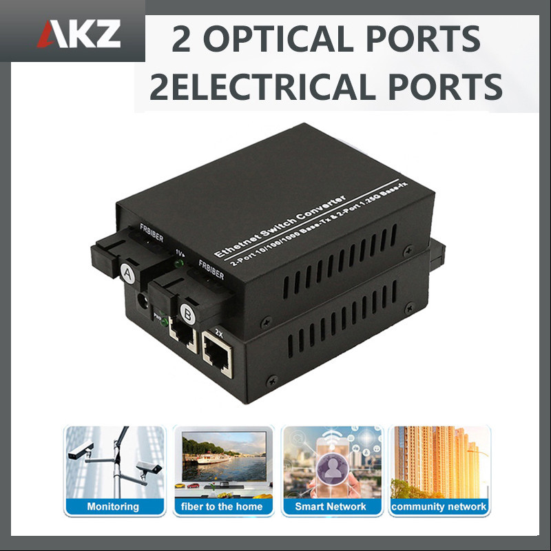 AKZ 2G2E Port Gigabit Fiber Optical Media Converter10/100m Ethernet ...