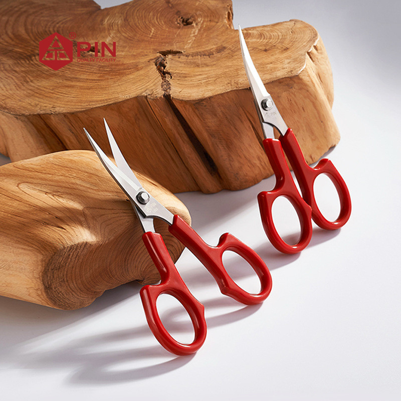 PIN Stainless Steel Red Embroidery Scissors 13cm/5.12inch | Curved ...