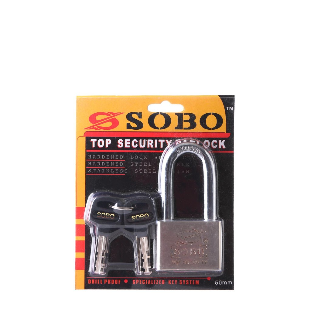 SOBO 50mm Stainless Steel Long Shackle Padlock | Shopee Philippines