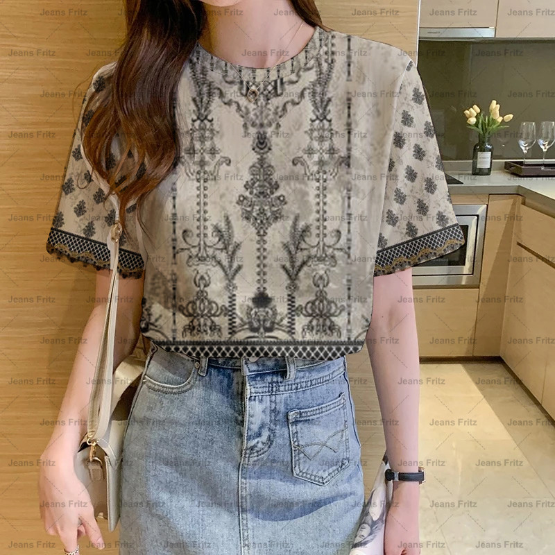 2025 New Design Ethnic Retro T-shirt Round Neck Short Sleeve Shirt Men ...