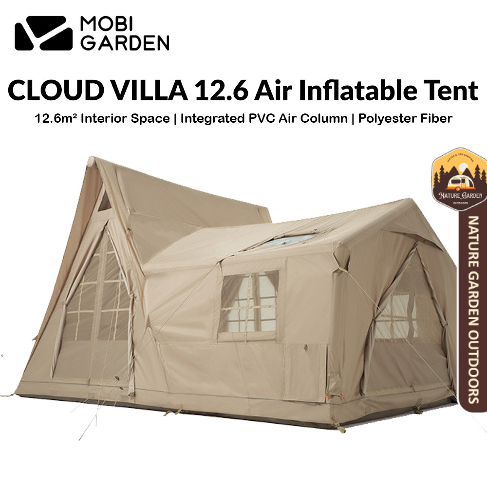 Mobi Garden CLOUD VILLA 12.6 Air Inflatable Tent Large 12.6m² PVC Poles ...