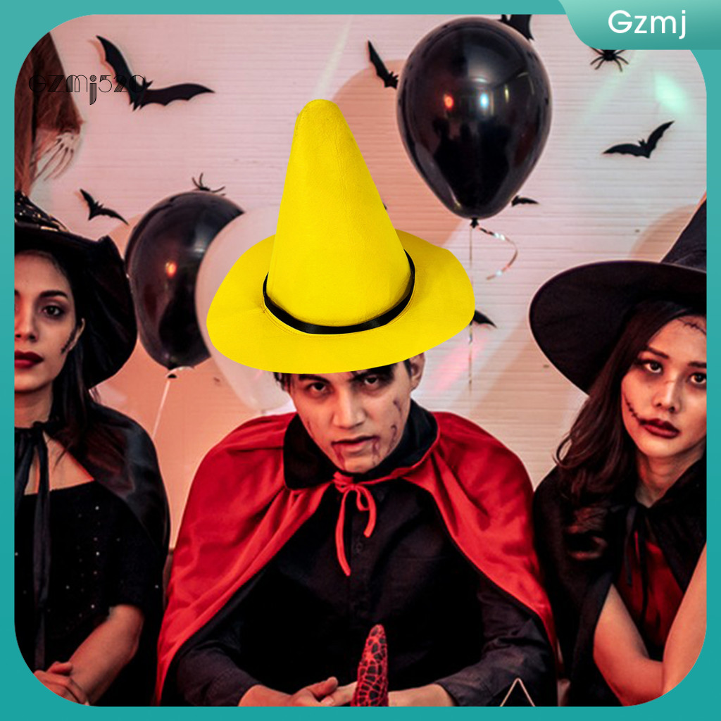 Gzjjx Halloween Witch Hat Spiky Witch Hat Large Brim Yellow Witch Hat ...
