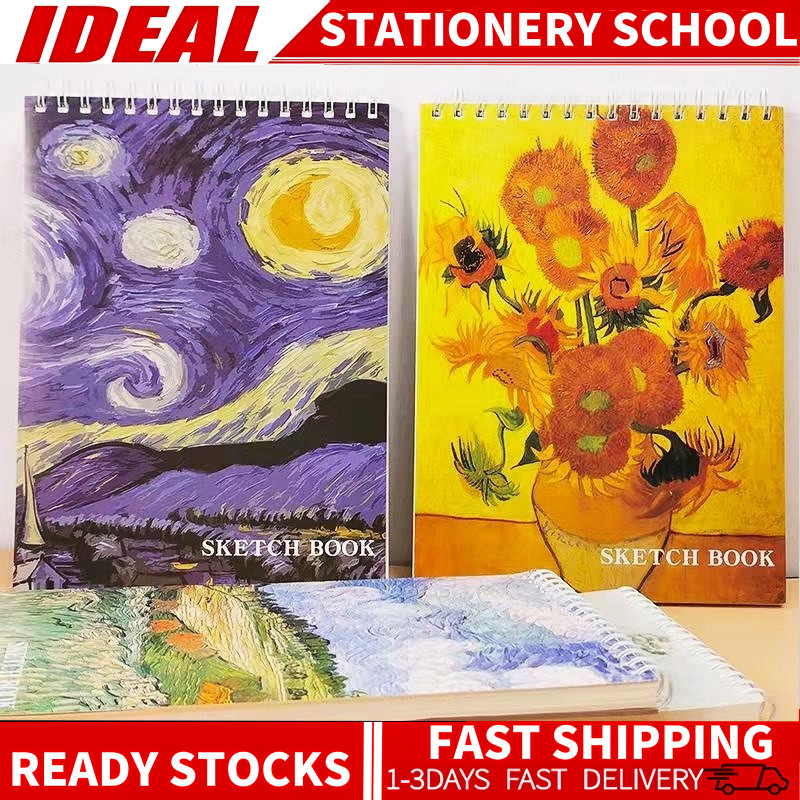 A4 Van Gogh Sketchbook Blank Drawing book Painting watercolor ...