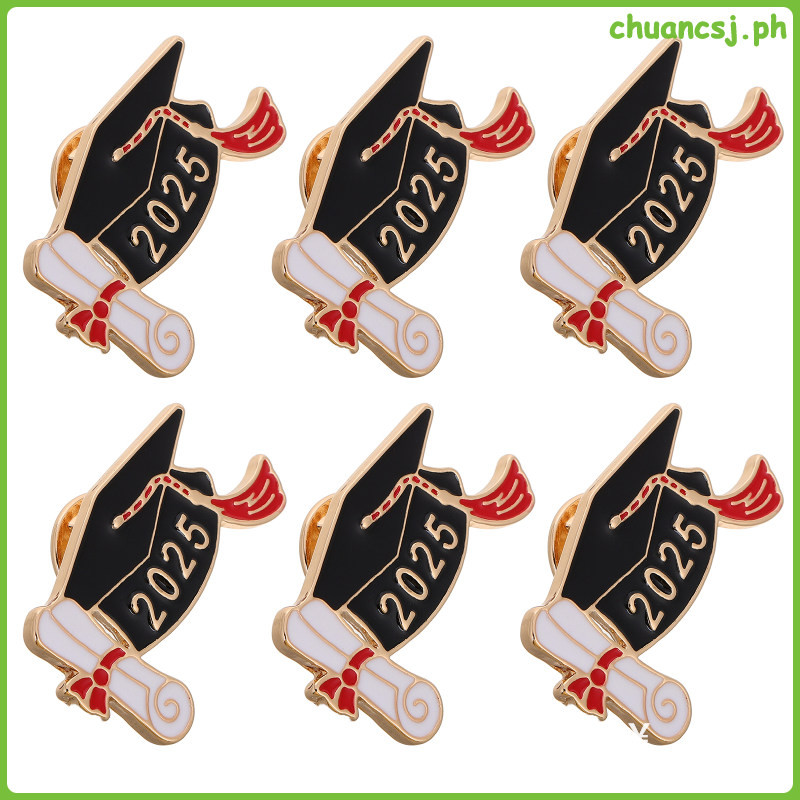 6pcs Grad Cap Lapel Class of 2025 Badge Pin Doctoral Hat Badge for 2025 ...